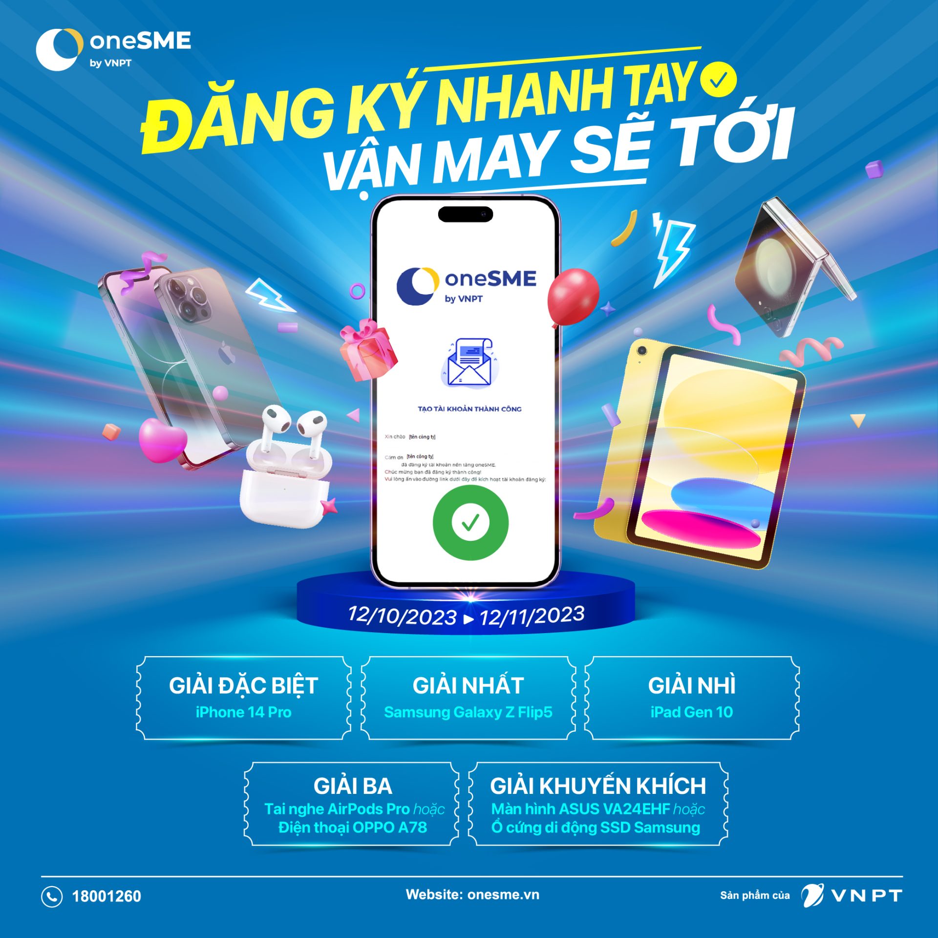 Cơ hội trúng quà khủng khi mua dịch vụ số trên sàn thương mại điện tử oneSME của VNPT